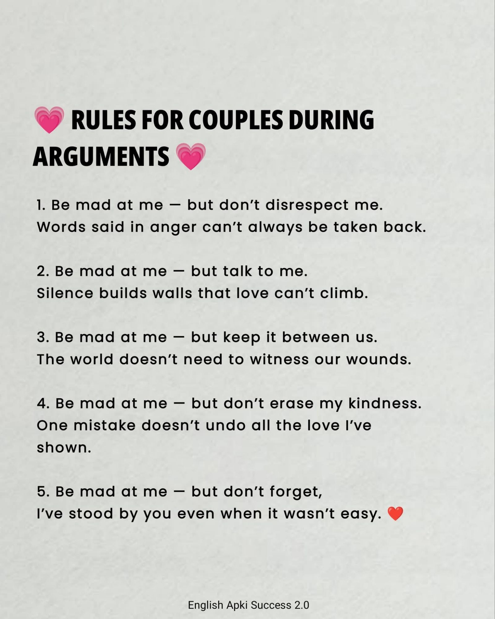 RULES FOR COUPLES ARGUMENTS – SECRET 2 AN AMAZING LIFE